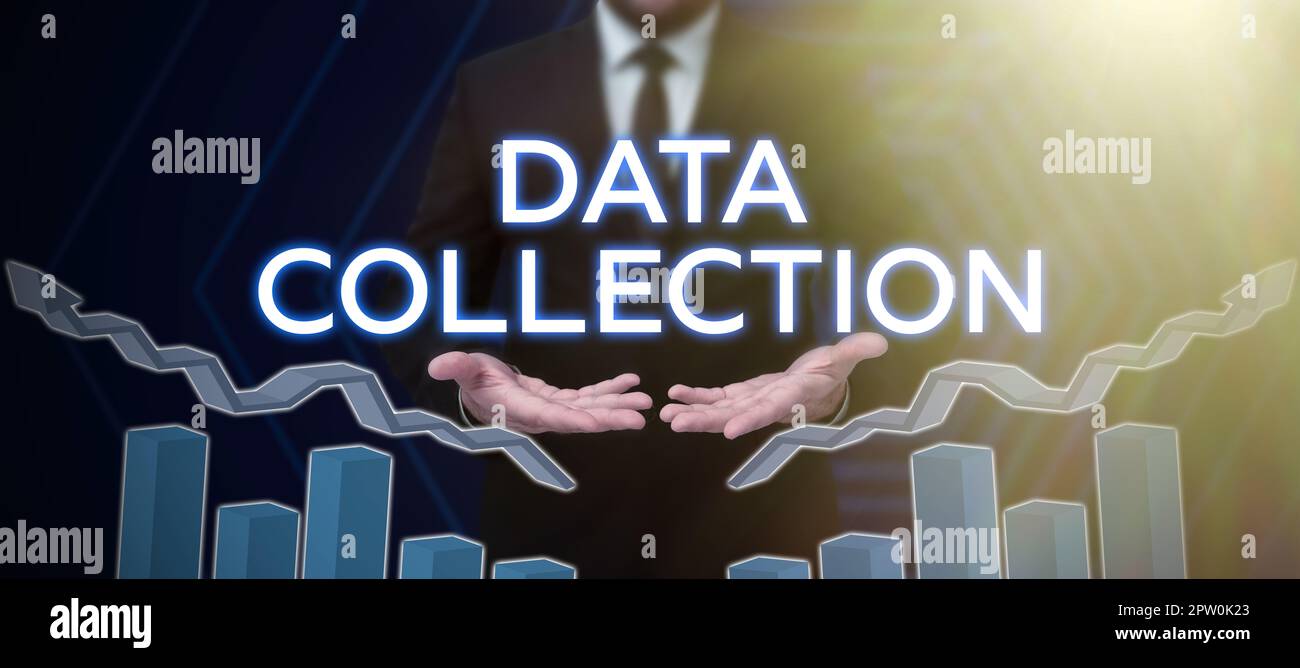 Text caption presenting Data Collection, Internet Concept gathering and ...
