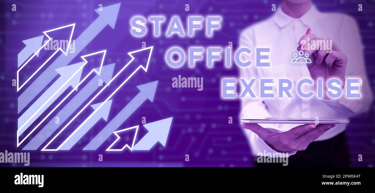 Text caption presenting Staff Office Exercise, Business concept ...