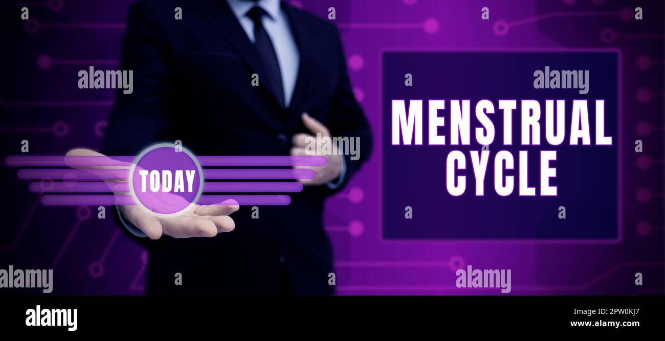 Sign displaying Menstrual Cycle, Concept meaning monthly cycle of ...