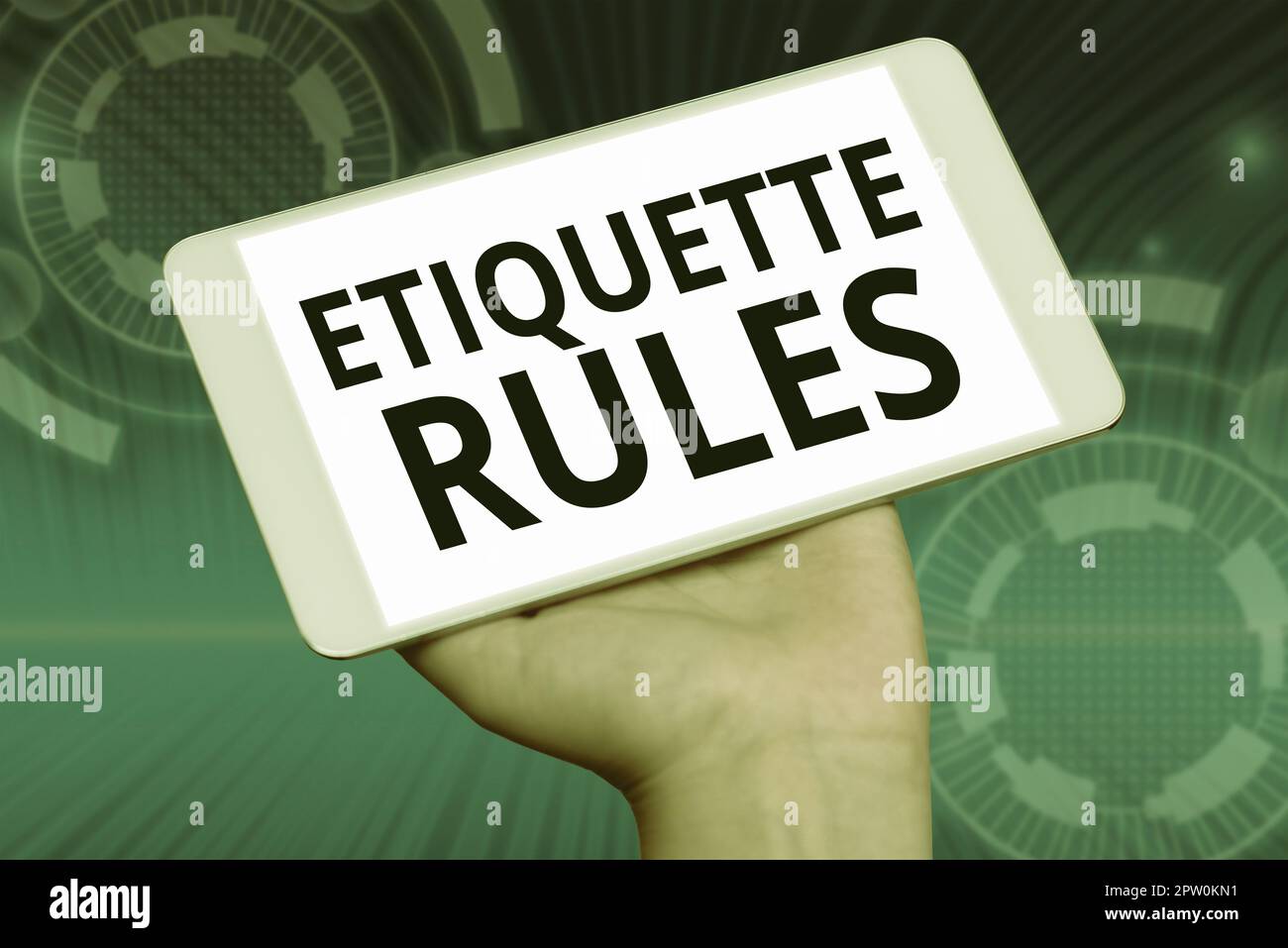 Hand writing sign Etiquette Rules, Concept meaning customs that control ...