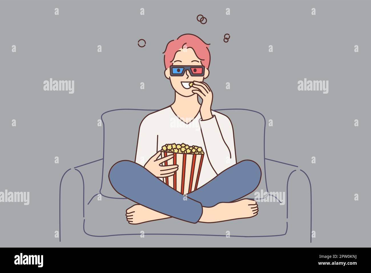 Man eating popcorn not woman Stock Vector Images - Alamy