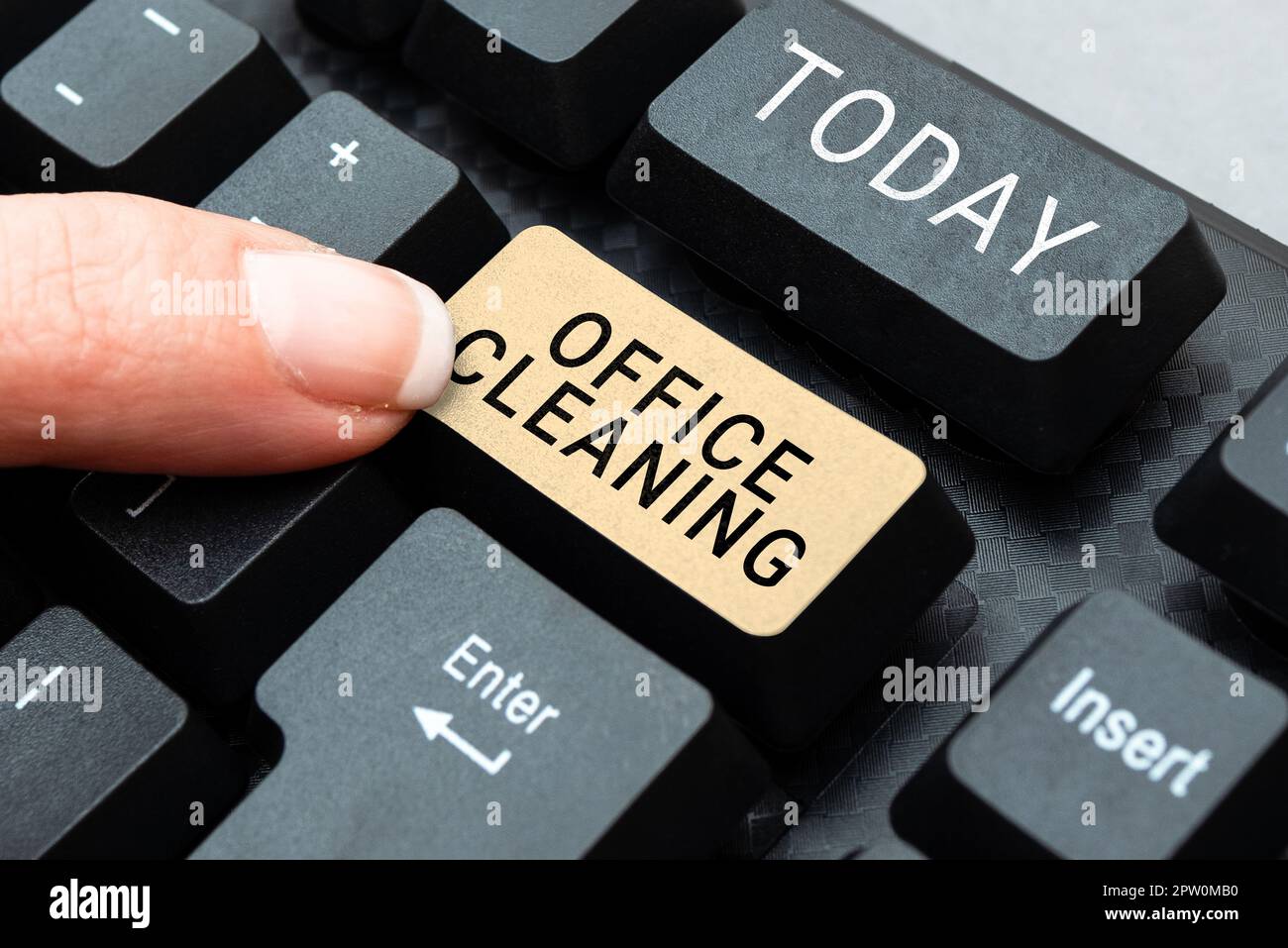 Handwriting text Office Cleaning, Word for the action or process of ...