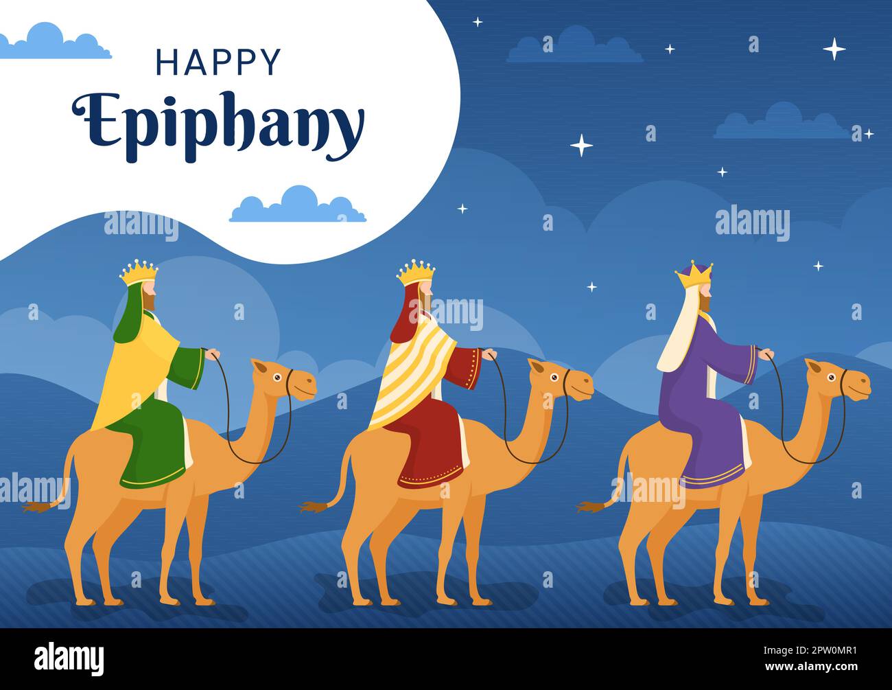 Happy Epiphany Day Flat Background Cartoon Hand Drawn Templates ...