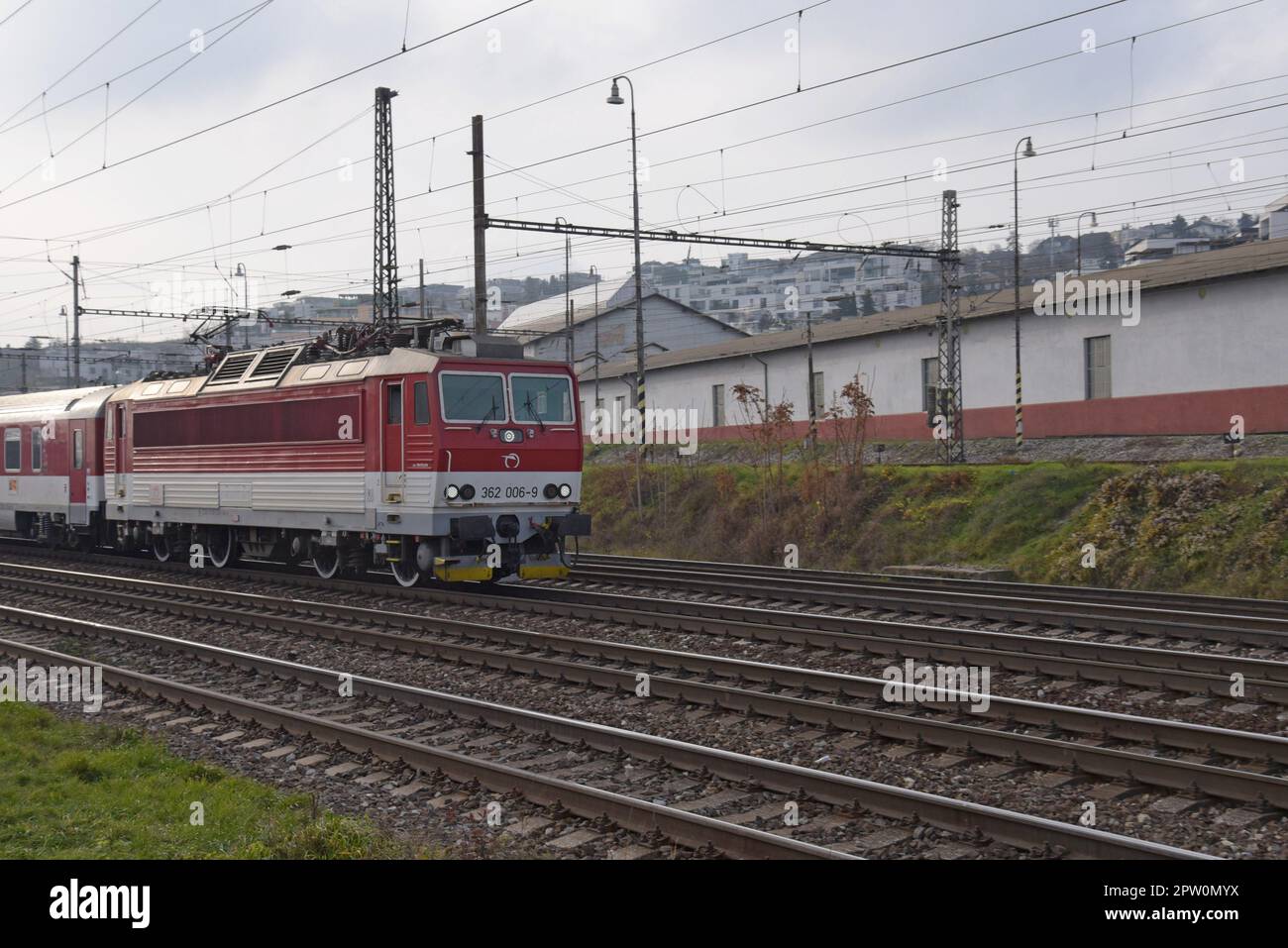 Slovakian Railways Class 489 electric locomotive pulling an inter city ...