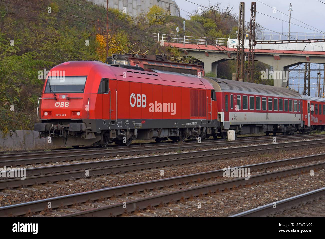 OBB Austrian railways cross border inter city train arriving in ...