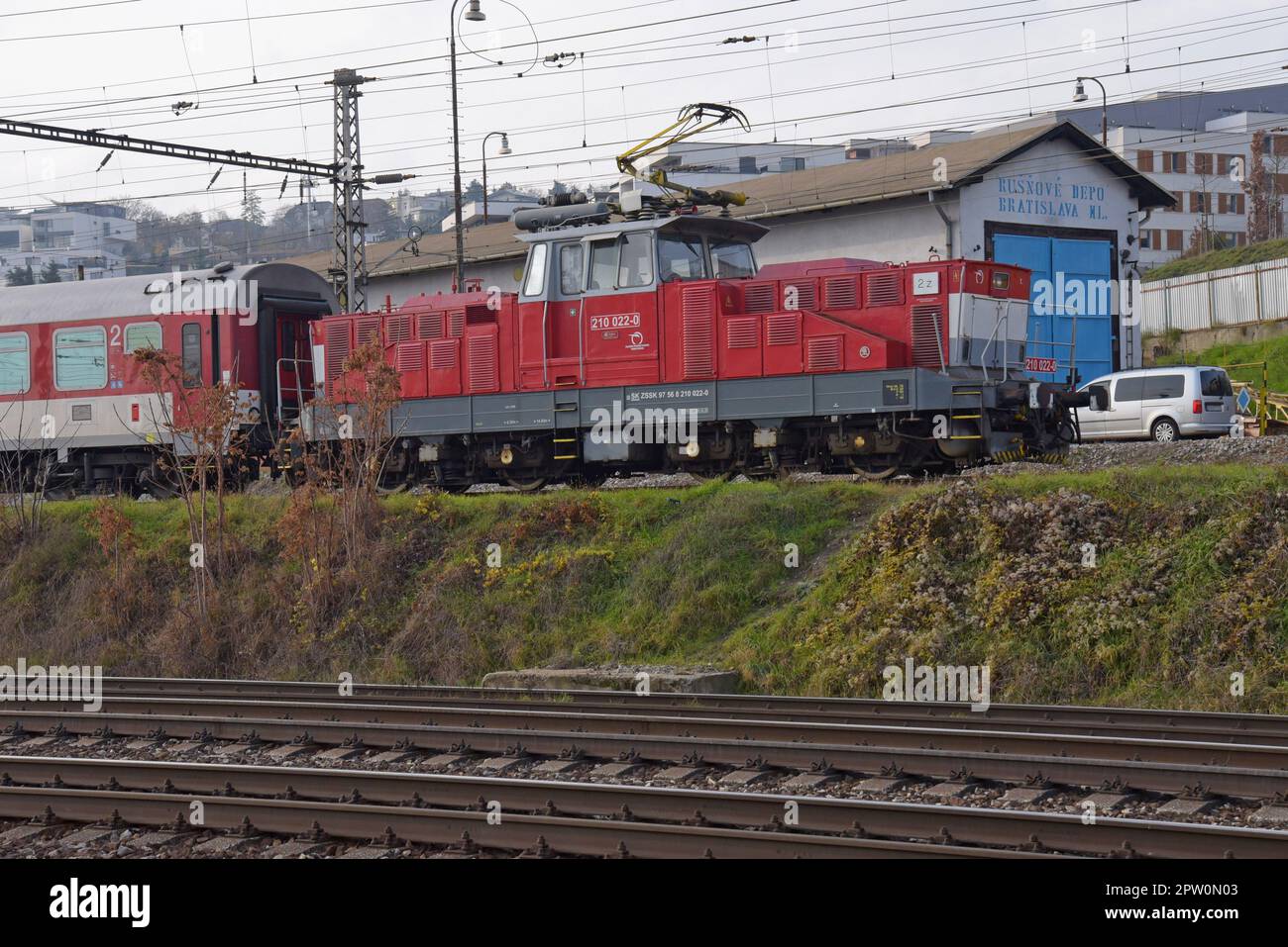 Slovak Railways Class 210 electric shunting locomotive at the main ...