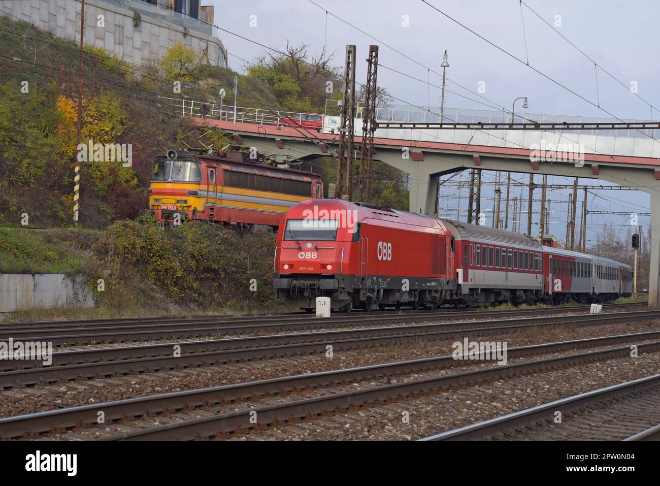 OBB Austrian railways cross border inter city train arriving in ...