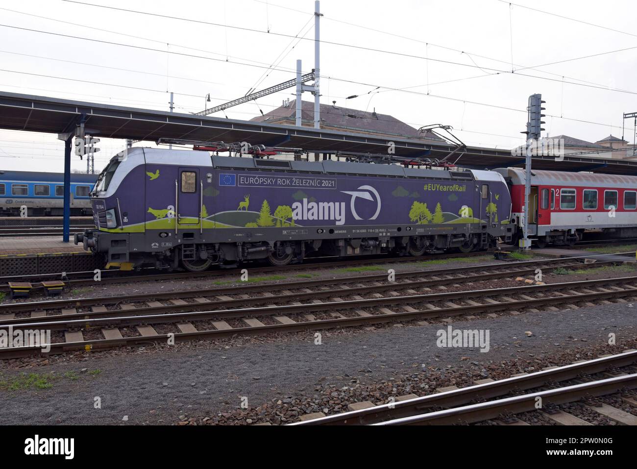 Slovak Railways European Year Of Rail Vectron locomotive at Hlavná ...