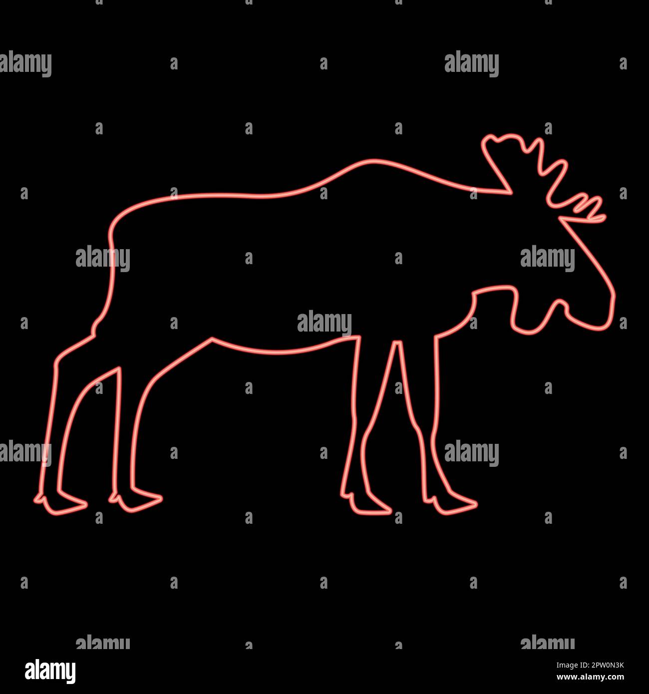 Neon moose elt red color vector illustration image flat style Stock ...