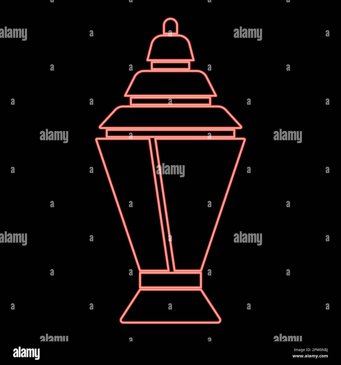 Neon ramadan kareem lantern or fanous red color vector illustration ...