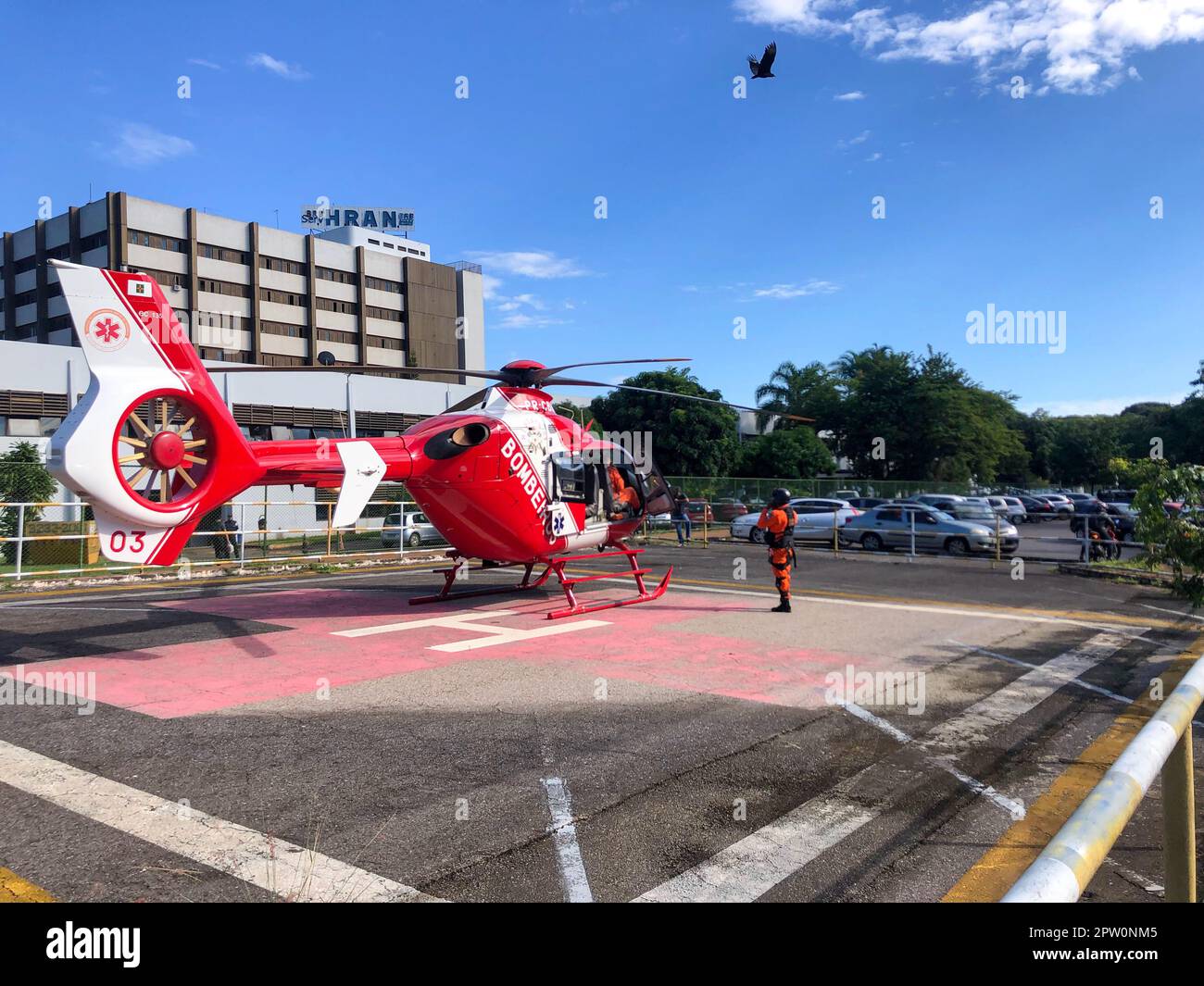 Fire brigade rescue helicopter. Asa Norte Regional Hospital (HRAN Stock ...