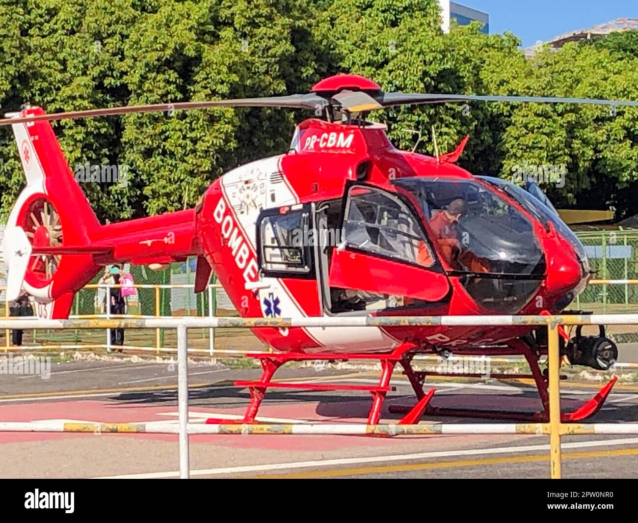 Fire brigade rescue helicopter. Asa Norte Regional Hospital (HRAN Stock ...