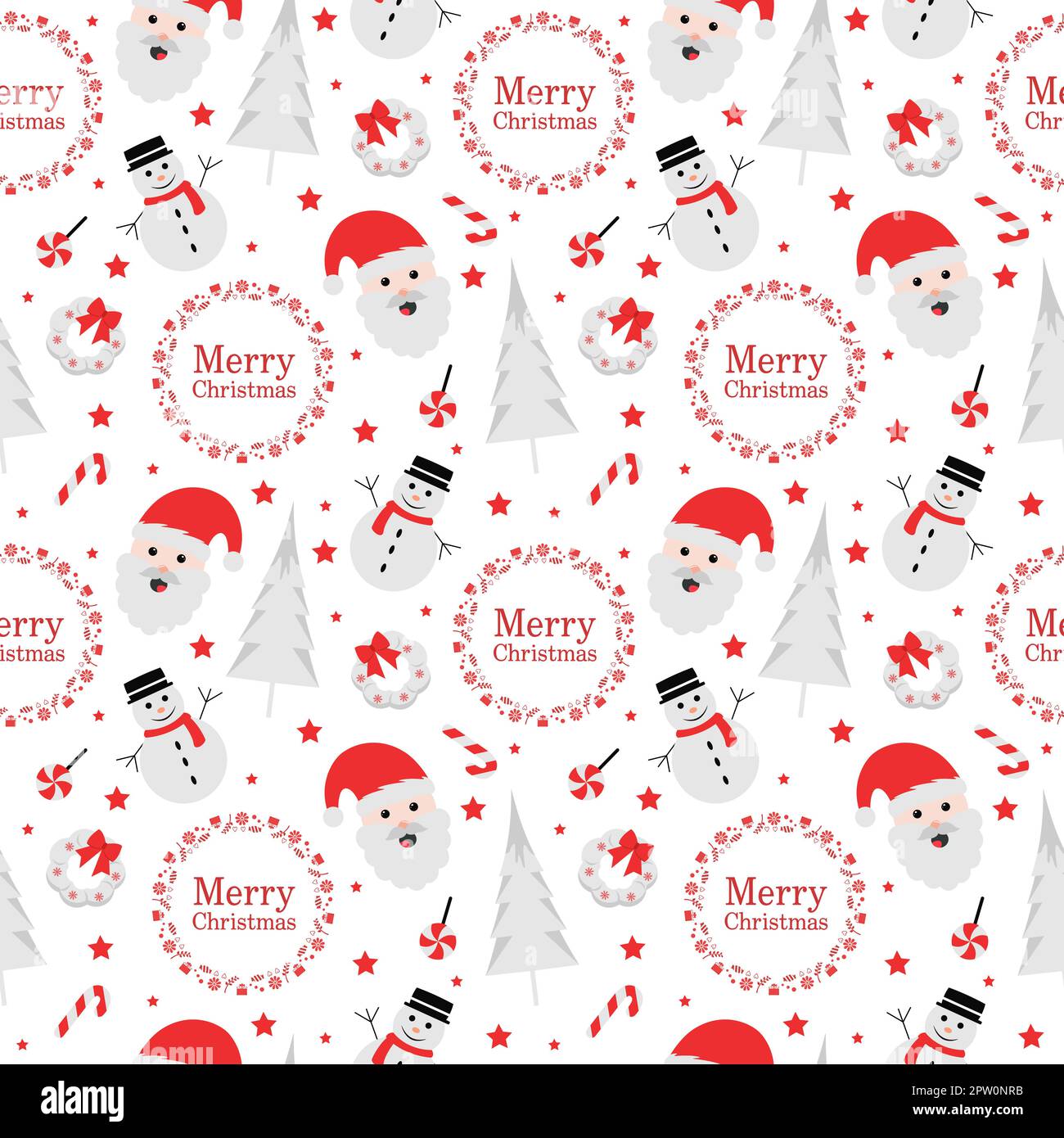 Christmas Background Seamless Pattern Design With Santa Claus, Tree ...