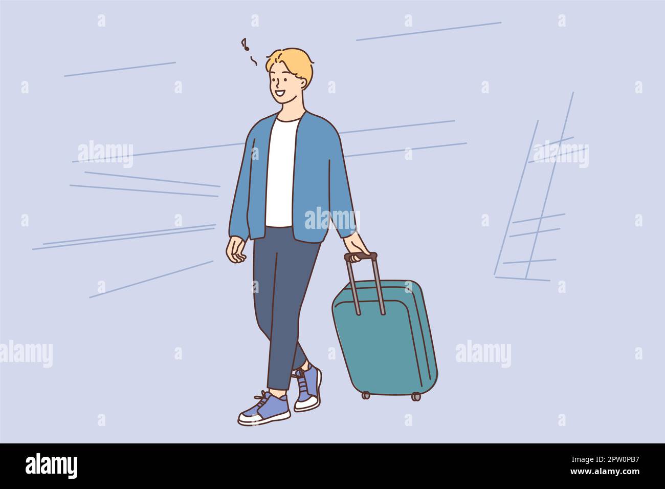 Smiling tourist man suitcase Stock Vector Images - Alamy