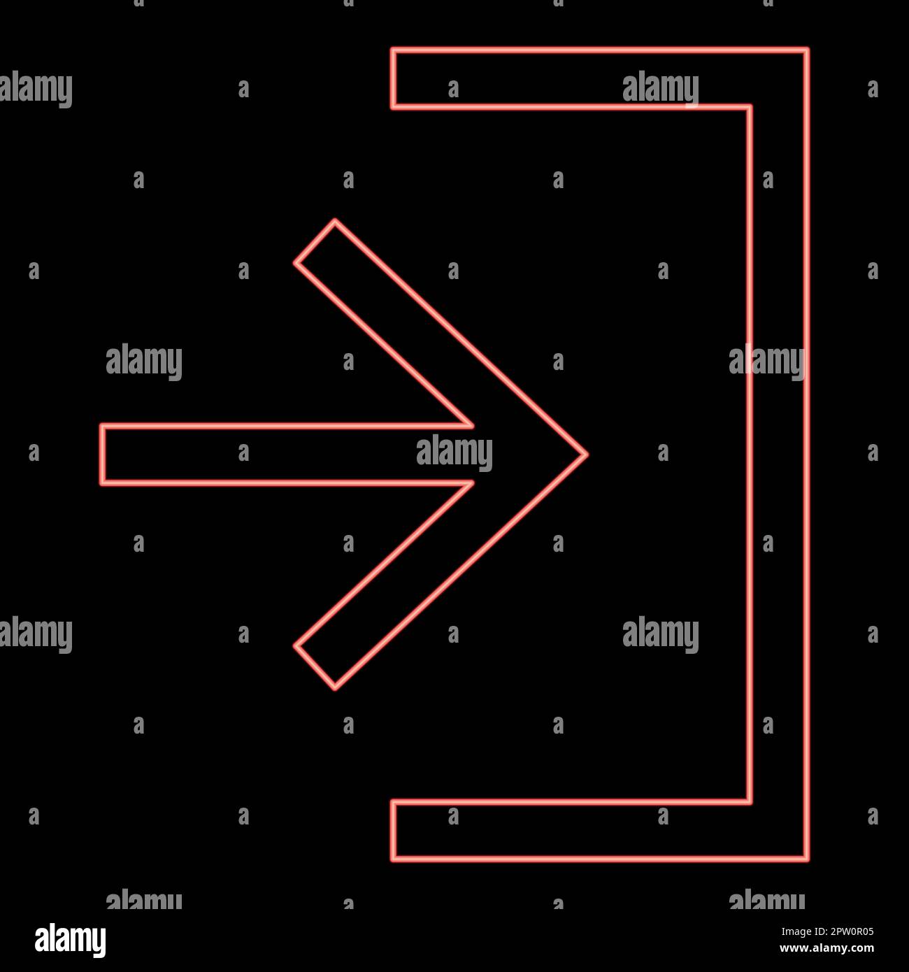 Neon entry input enter door red color vector illustration image flat ...