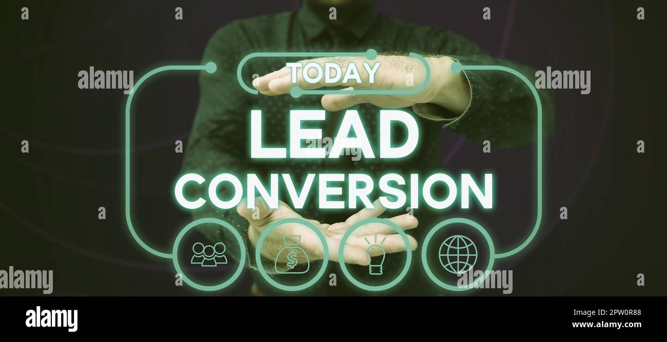 Conceptual caption Lead Conversion, Word for Process of turning a lead ...