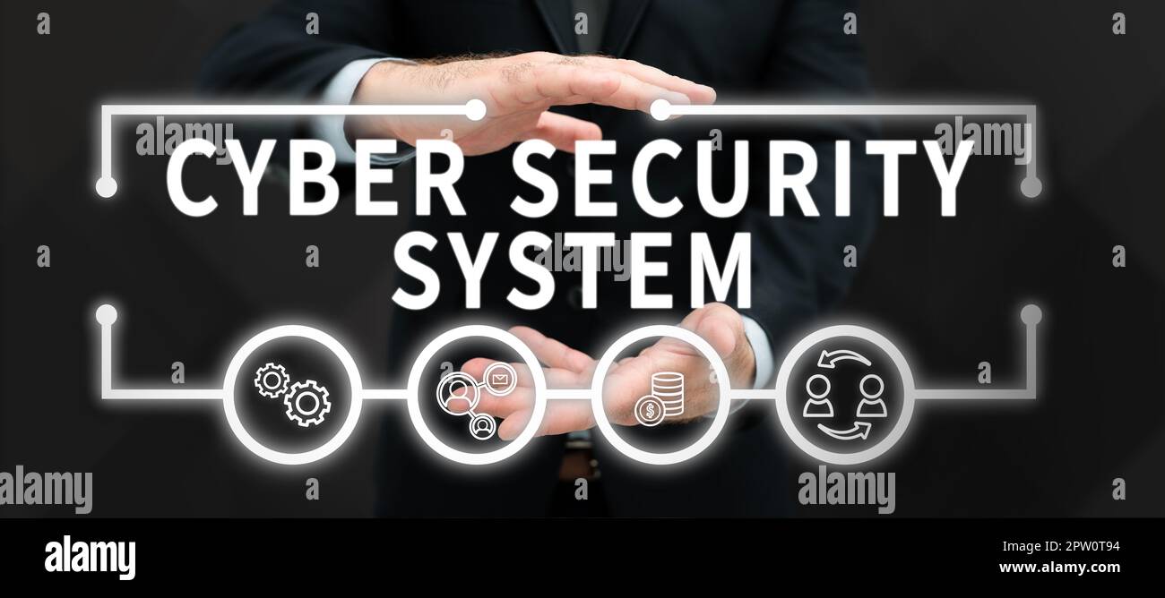 Conceptual display Cyber Security System, Business idea Techniques of ...