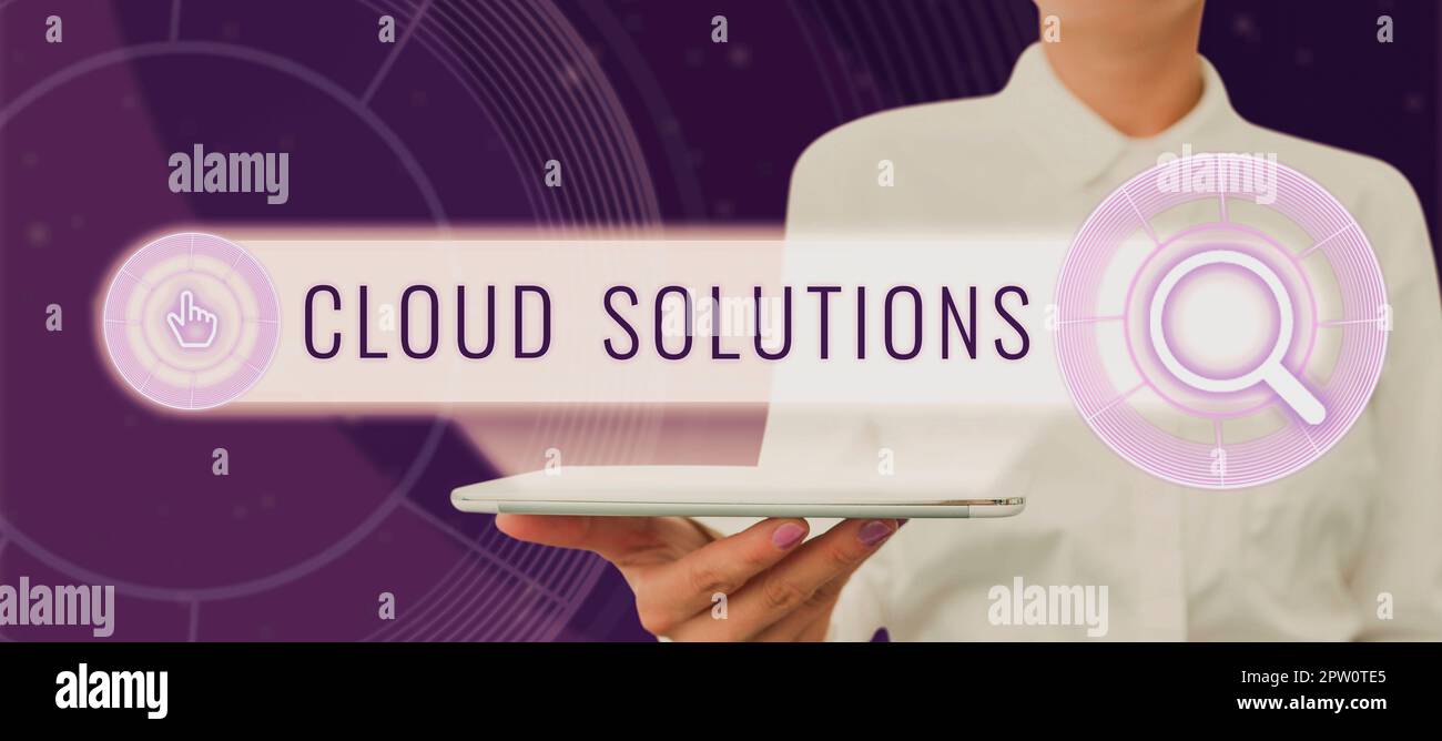 Conceptual caption Cloud Solutions, Word for ondemand services or ...