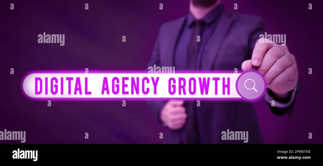 Text caption presenting Digital Agency Growth, Concept meaning Progress ...