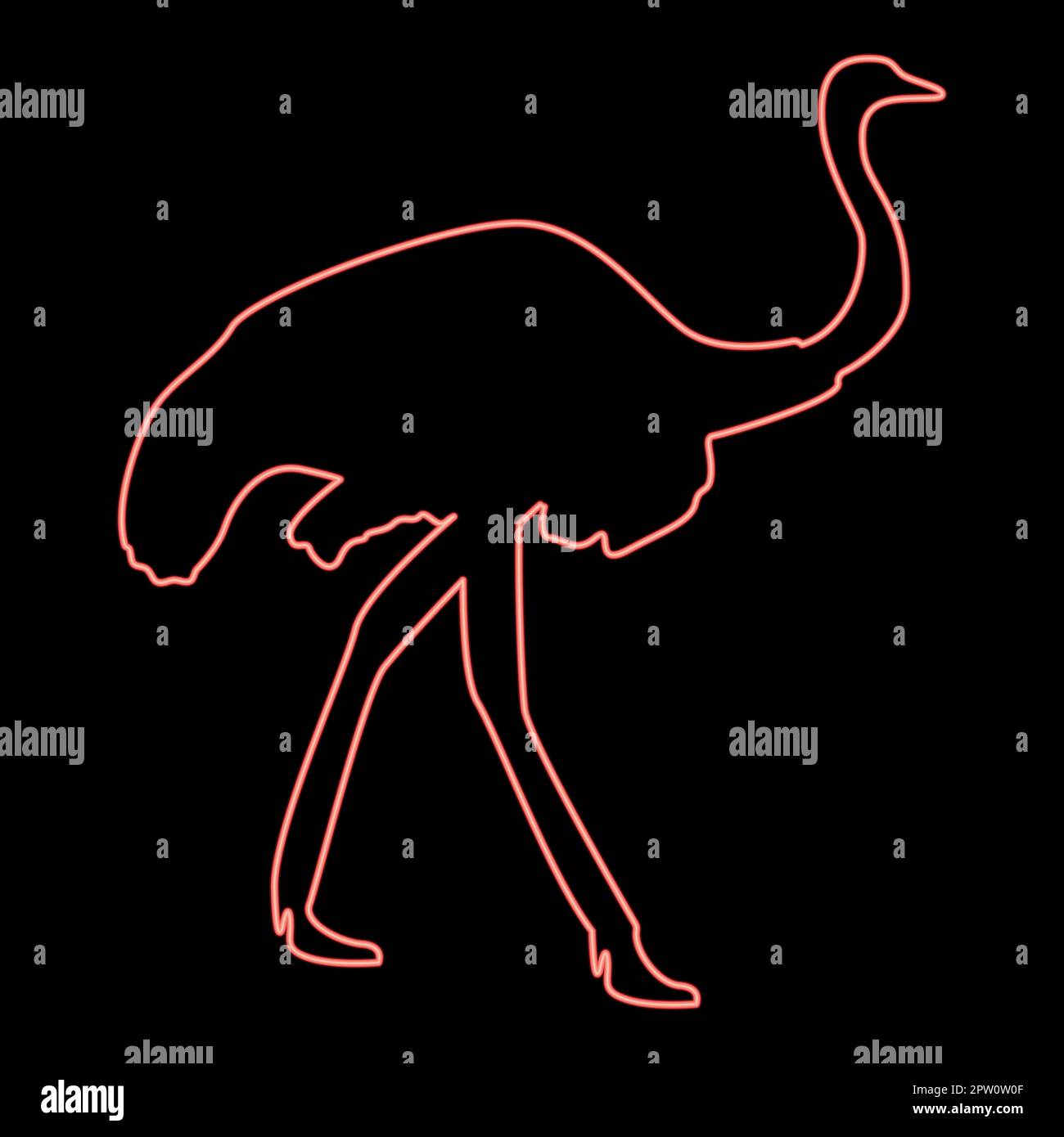 Neon ostrich red color vector illustration image flat style Stock ...