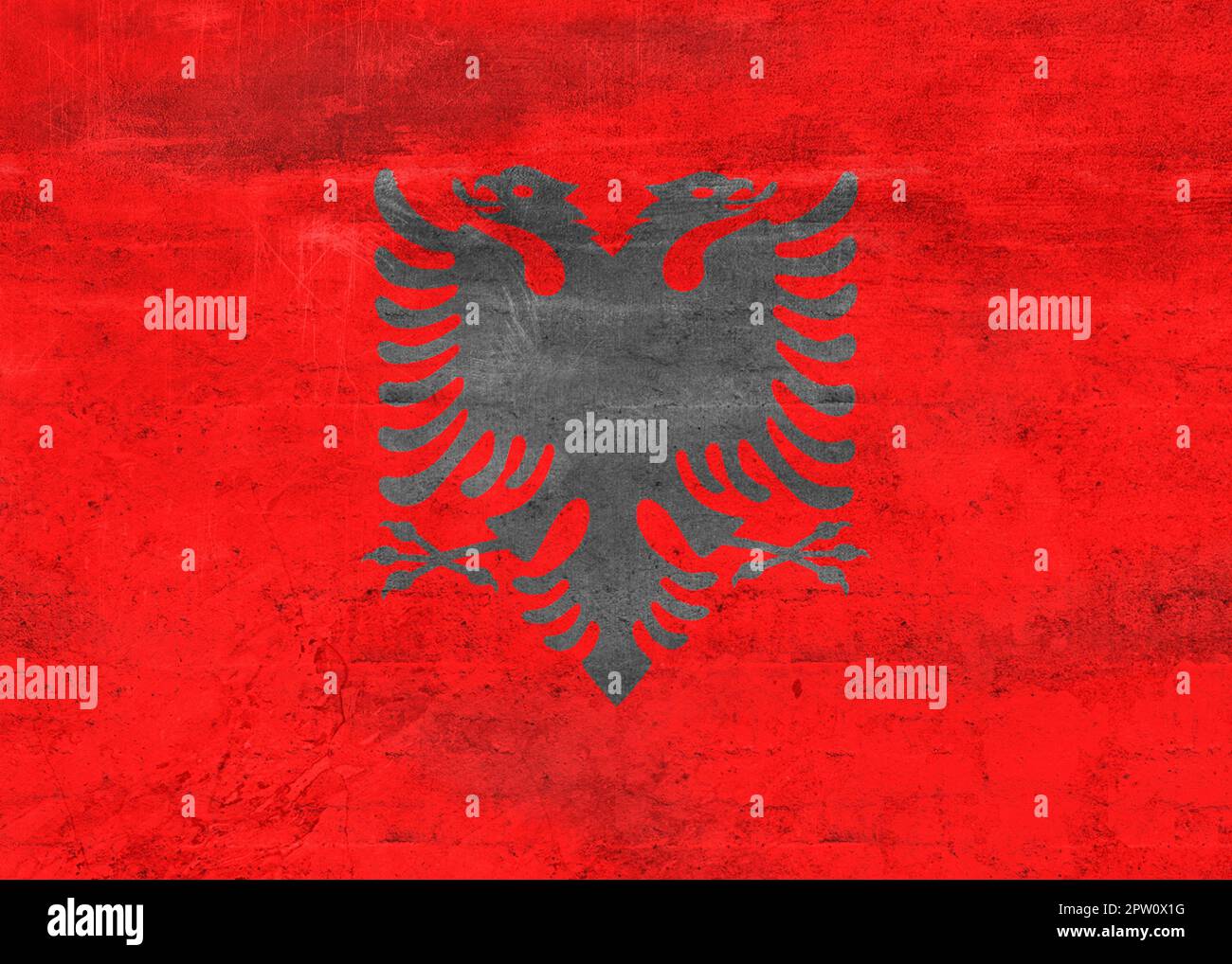 Albania flag - realistic waving fabric flag Stock Photo - Alamy