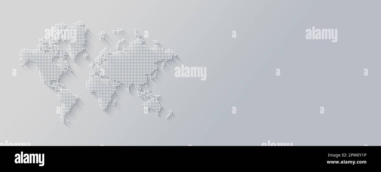 Illustration of a world map made of dots isolated on a white background ...