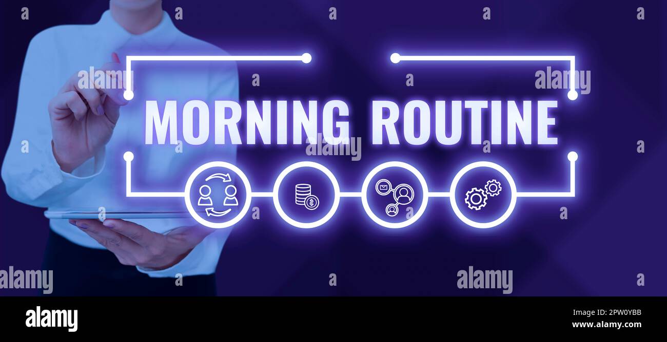 Writing displaying text Morning Routine, Business concept initiation of ...