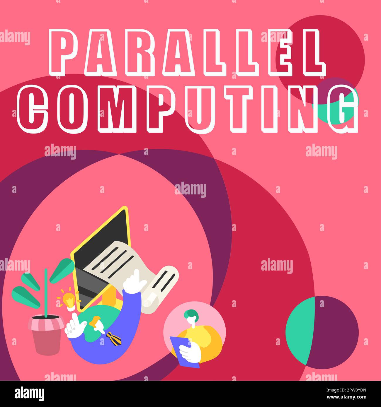 Text caption presenting Parallel Computing, Internet Concept simultaneous calculation by means ...