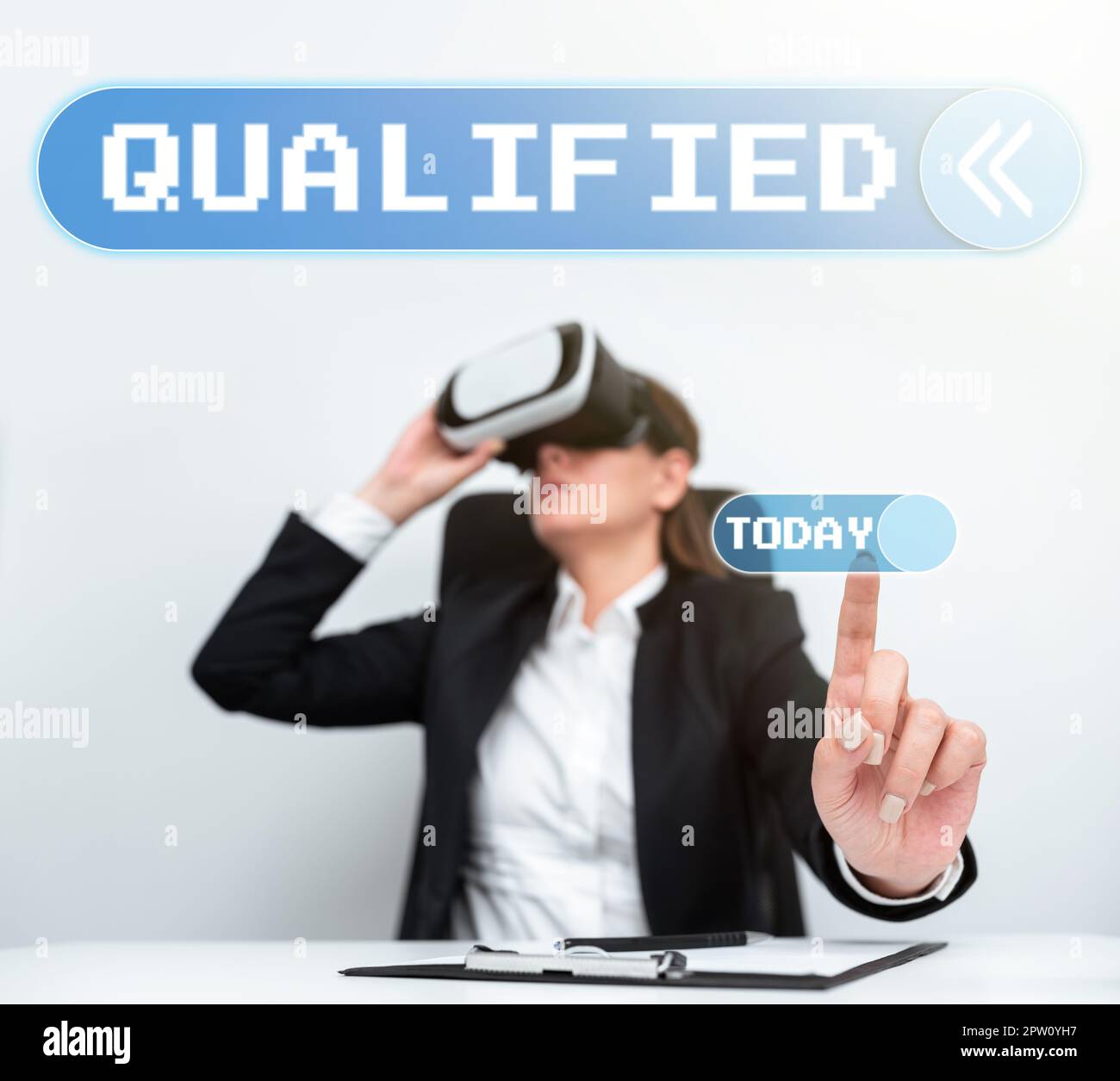 Text caption presenting Qualified, Concept meaning Officially trained ...