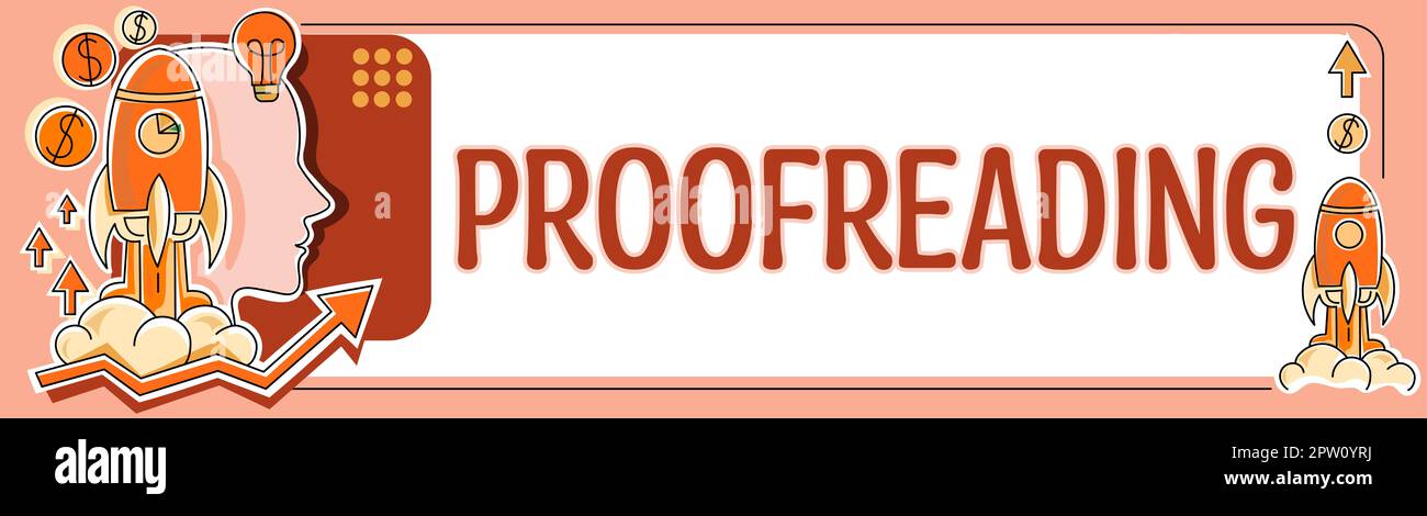 Text caption presenting Proofreading, Word for act of reading and ...