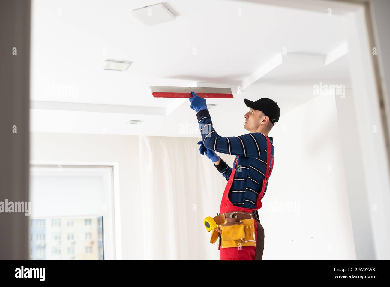 Construction Worker on Duty. Caucasian Contractor. Industrial Theme ...
