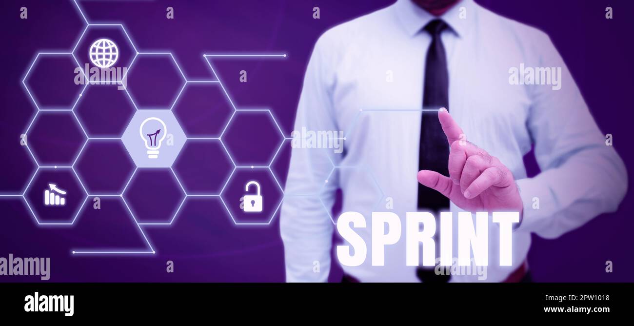 Writing displaying text Sprint, Conceptual photo to move at top speed ...