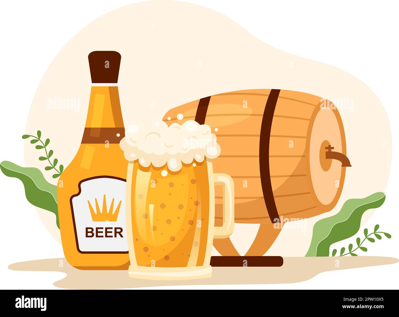 Brewery Production Process with Beer Tank and Bottle Full of Alcohol ...