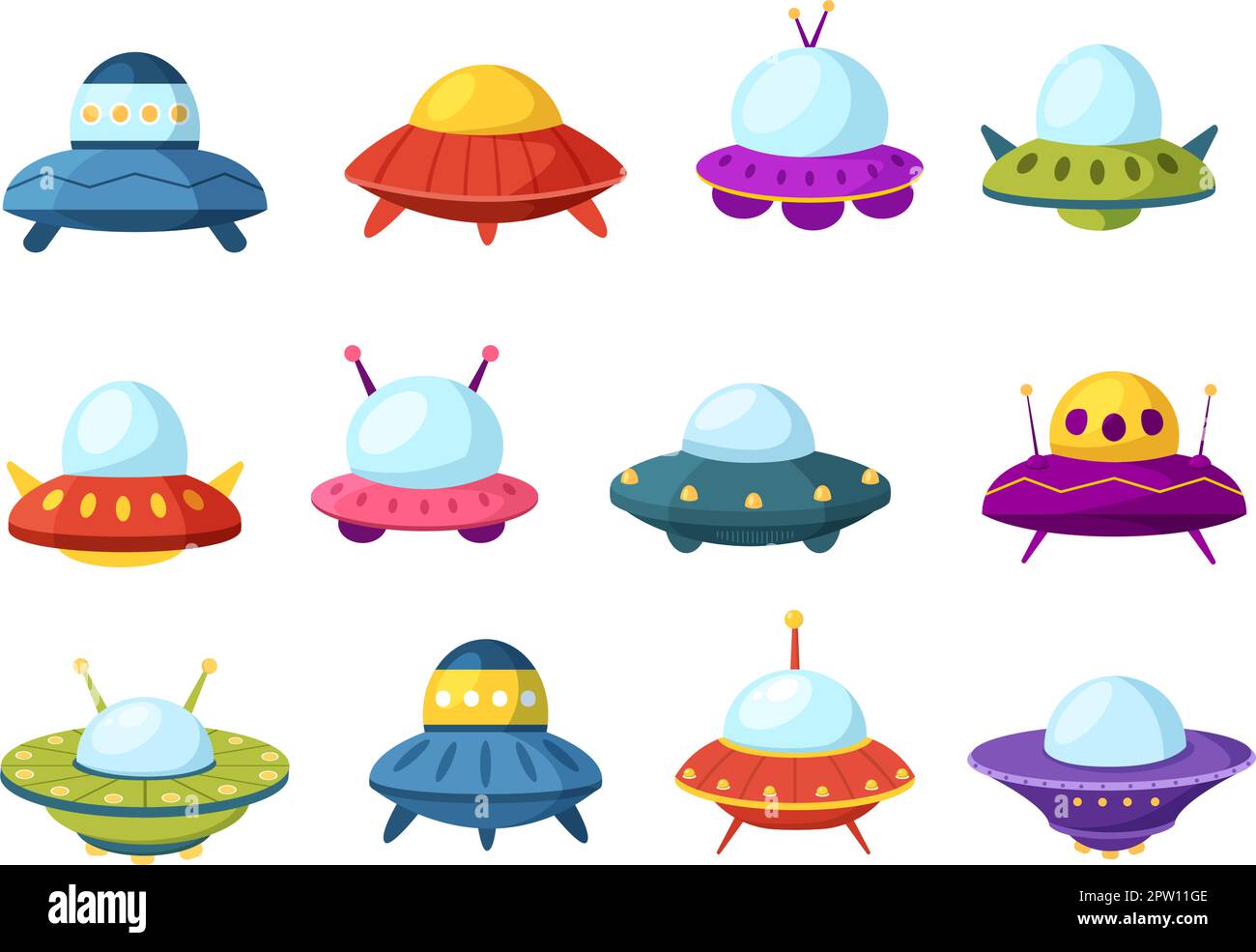 UFO Flying Spaceship with Rays of Light in Sky Night City View and ...