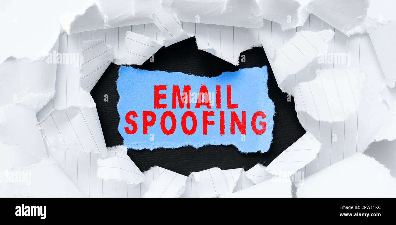 Text caption presenting Email Spoofing, Business concept secure the ...