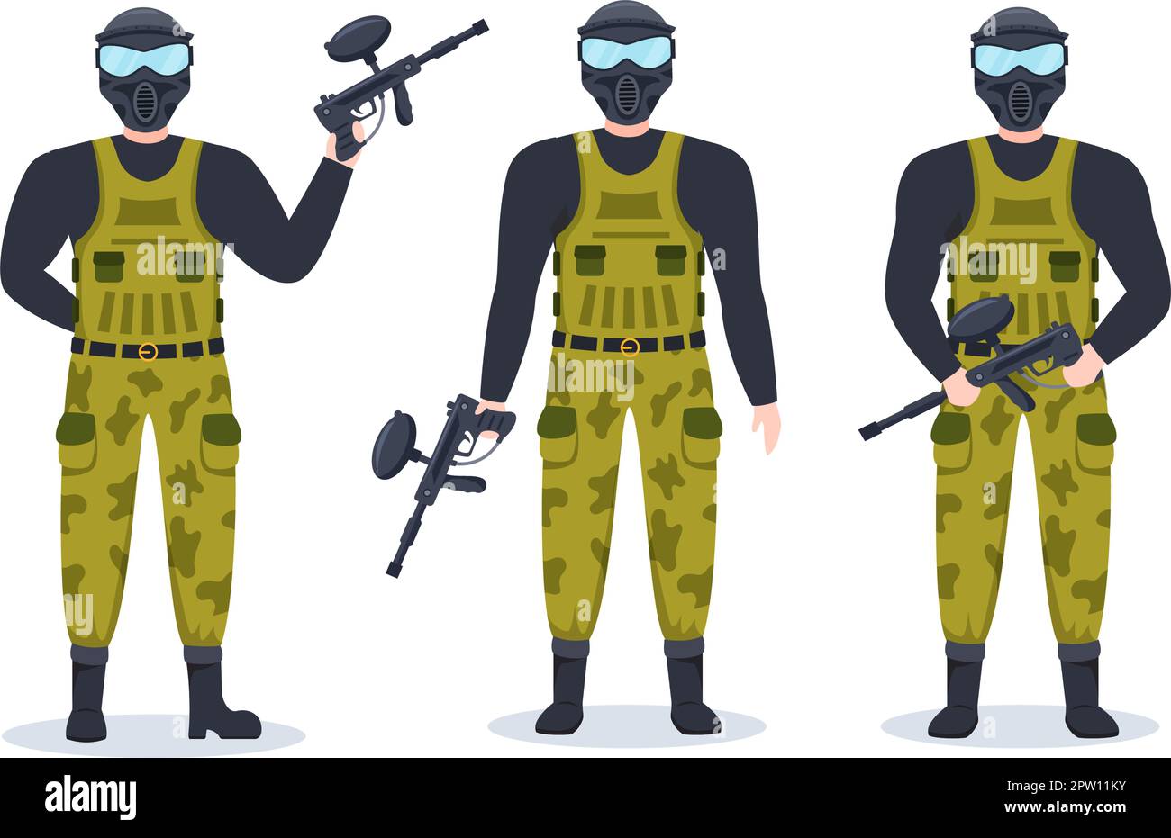 People Playing Paintball of Fighter Player Shooting with Gun Shoot, Aim ...