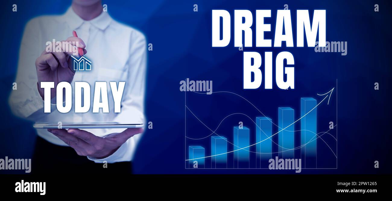 Conceptual caption Dream Big, Business overview To think of something ...