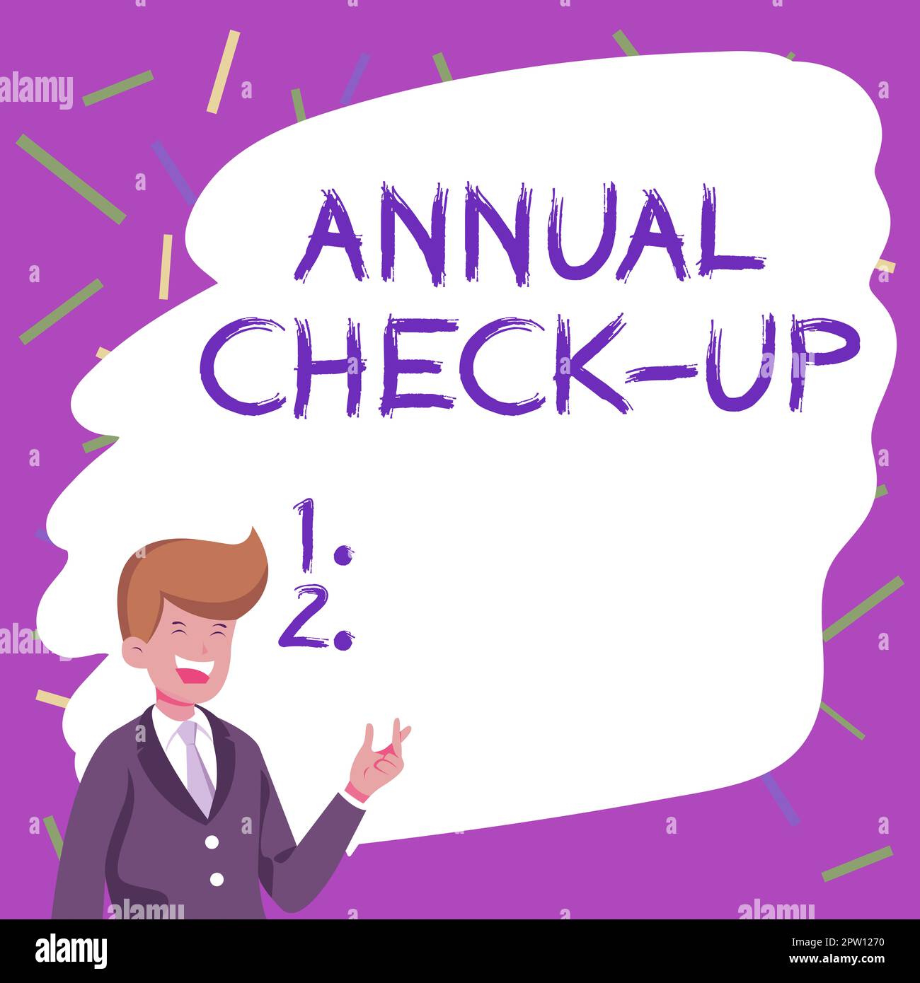 Text caption presenting Annual Check Up, Word for yearly evaluation and ...