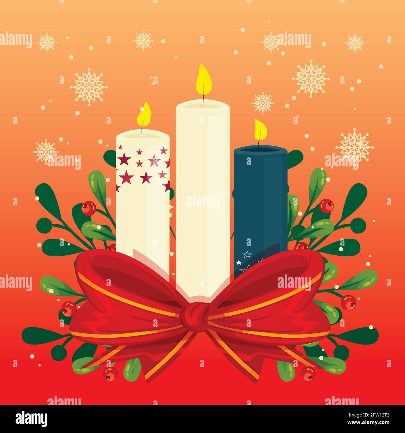 Christmas Candles With Red Ribbon Stock Vector Image & Art - Alamy
