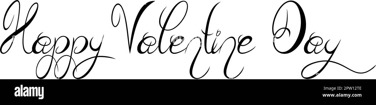 Happy Valentines Day black Vector lettering. White back Stock Vector Image & Art - Alamy