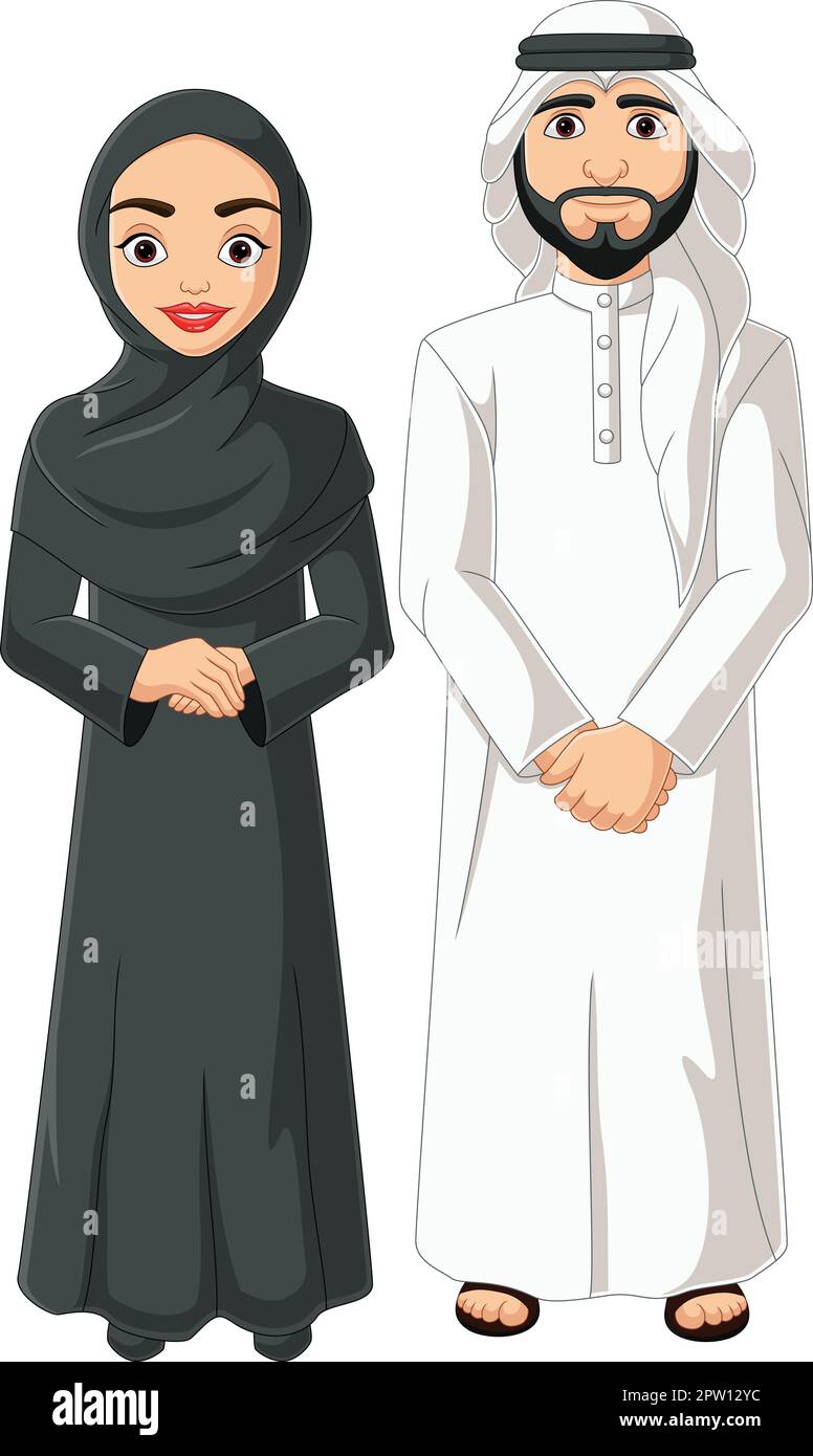 Cartoon arabic couple wearing traditional costume Stock Vector Image ...