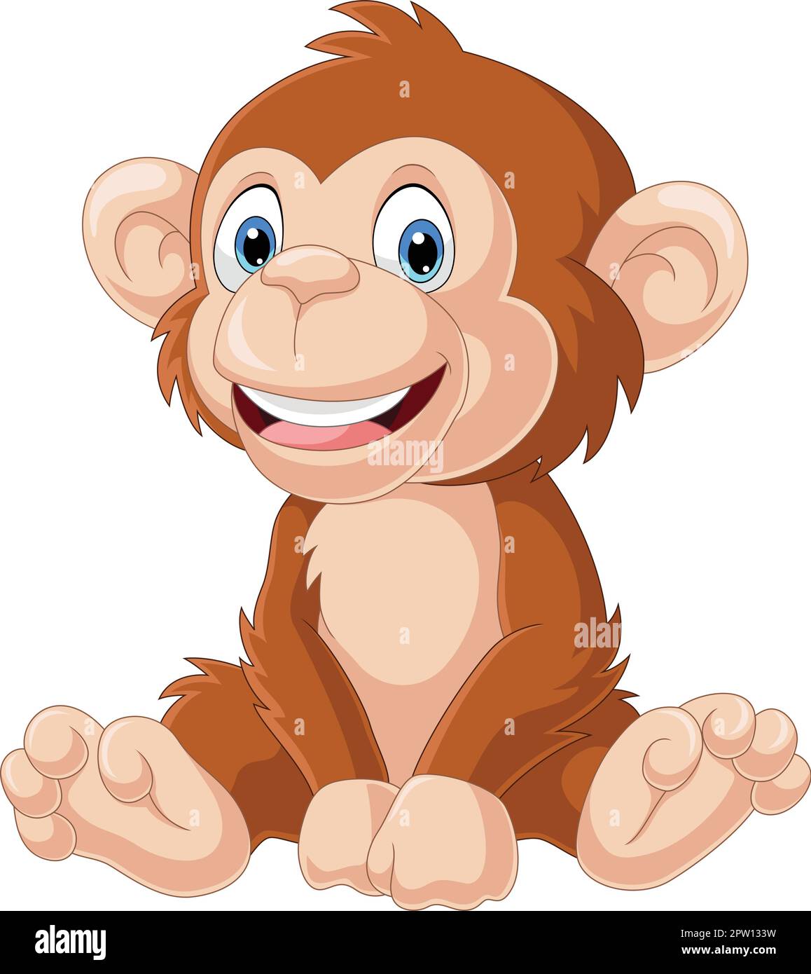 Cute little monkey cartoon sitting Stock Vector Image & Art - Alamy