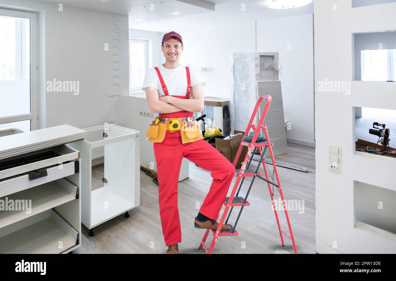 portrait of working man repair craftsman Stock Photo - Alamy