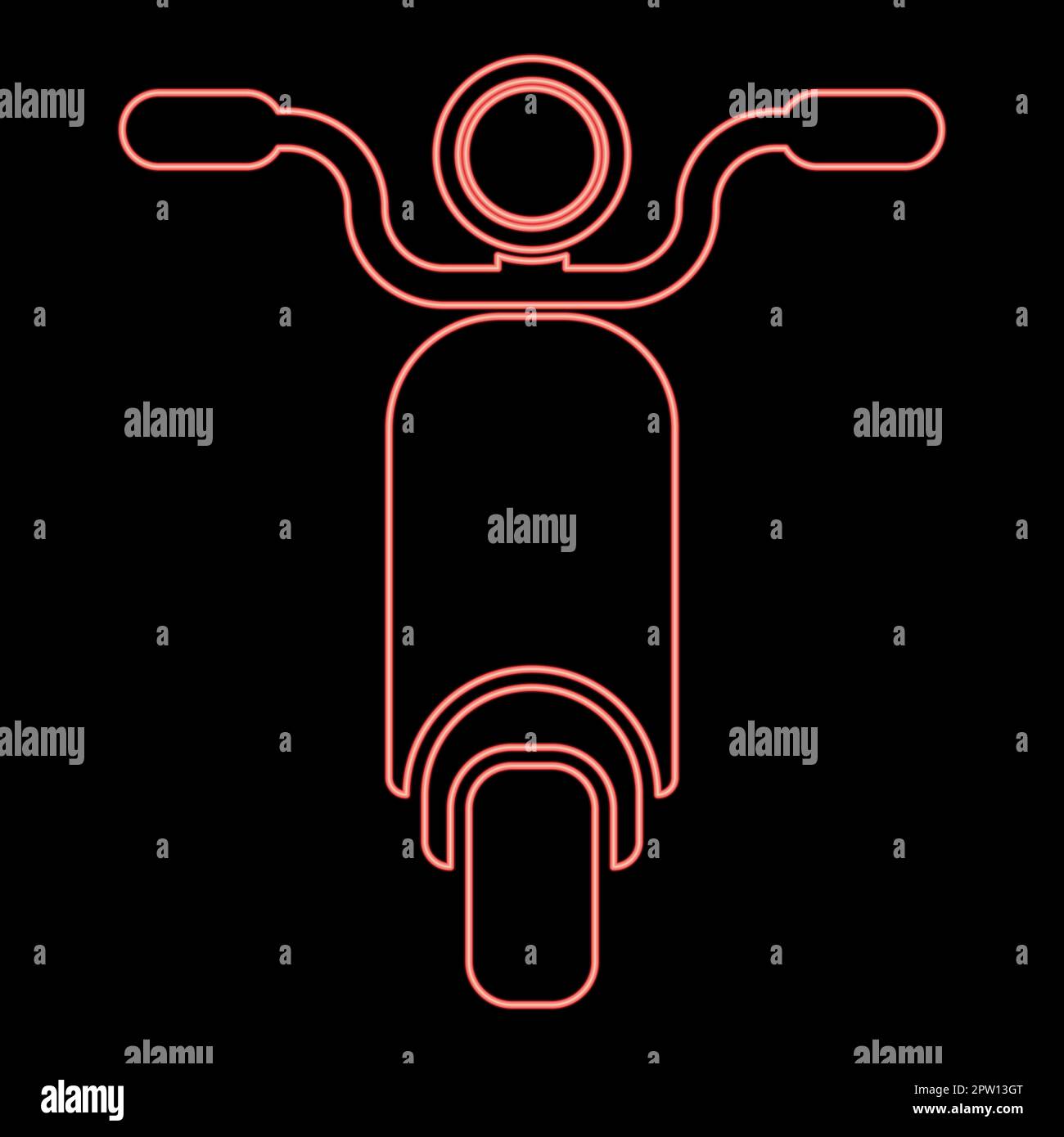 Neon moped Scooter Motorcycle Electric bike red color vector ...