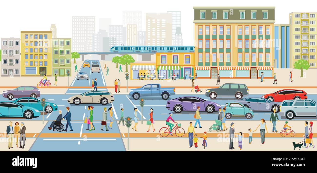 Pedestrians crossing street in Stock Vector Images - Alamy