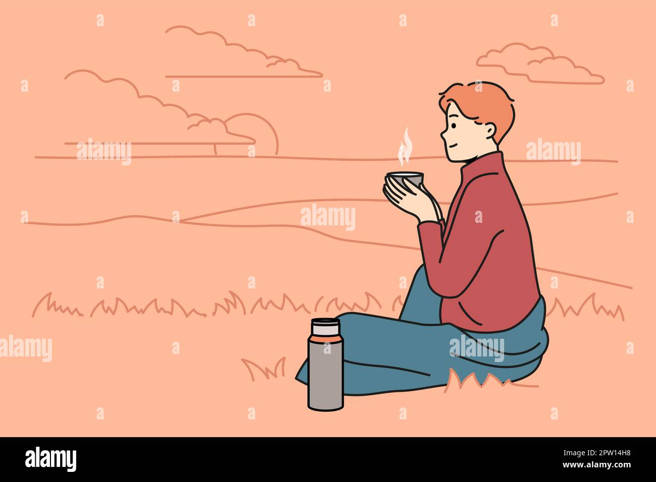 Happy guy relax drinking Stock Vector Images - Alamy