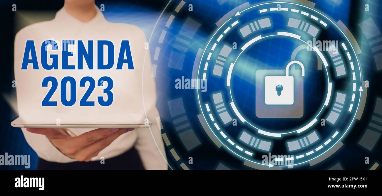 Inspiration showing sign Agenda 2023, Internet Concept list of ...