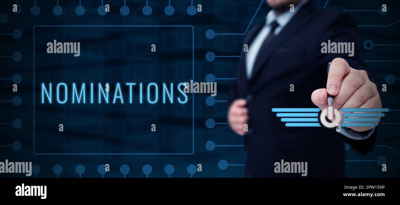 Sign displaying Nominations, Conceptual photo the act of officially ...