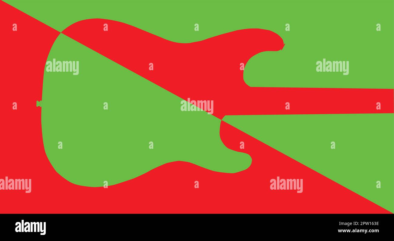 Guitar Silhouette Red Green Split Stock Vector Image & Art - Alamy