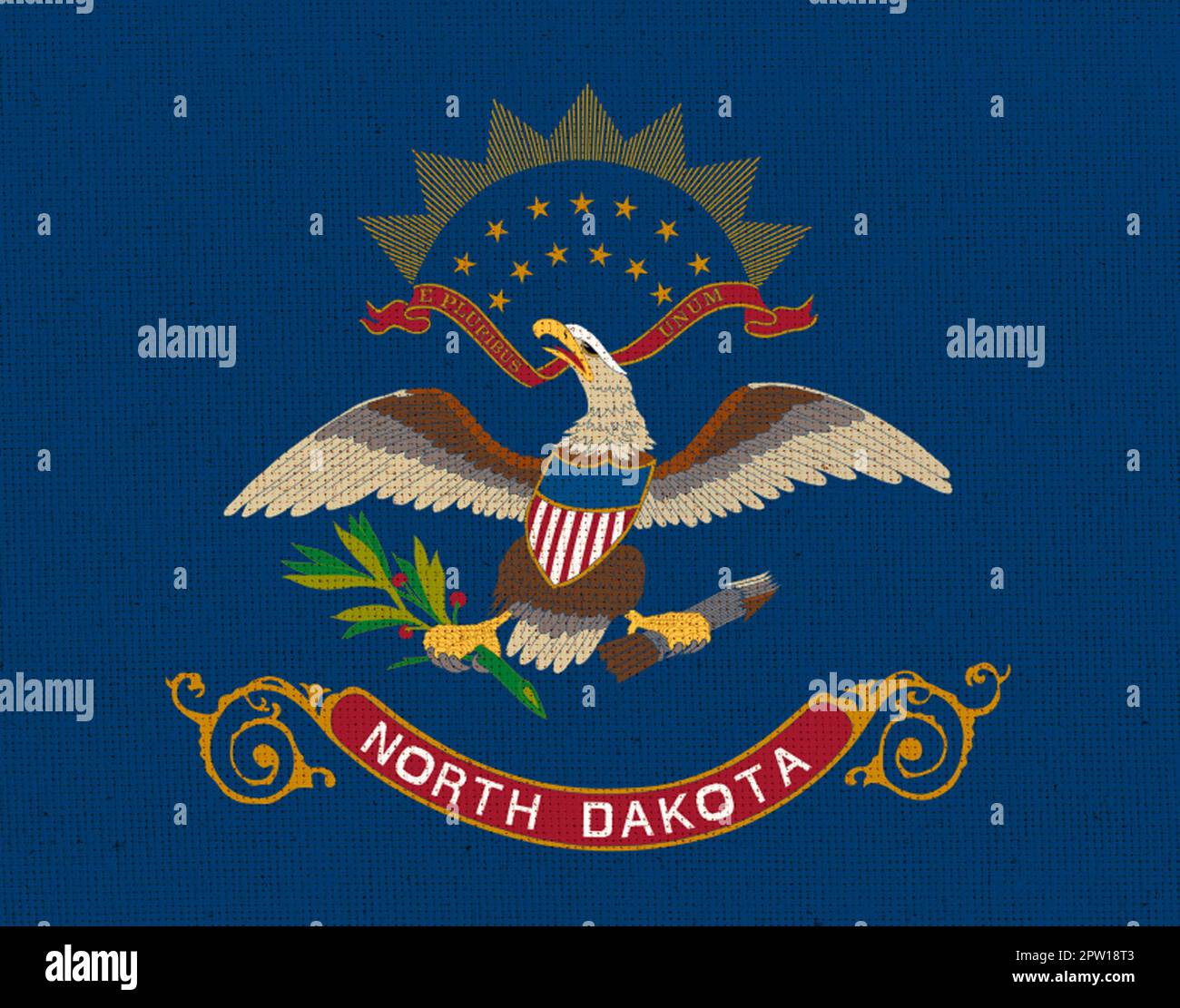 Flag of North Dakota on textured surface. Flags of U.S. states Fabric ...